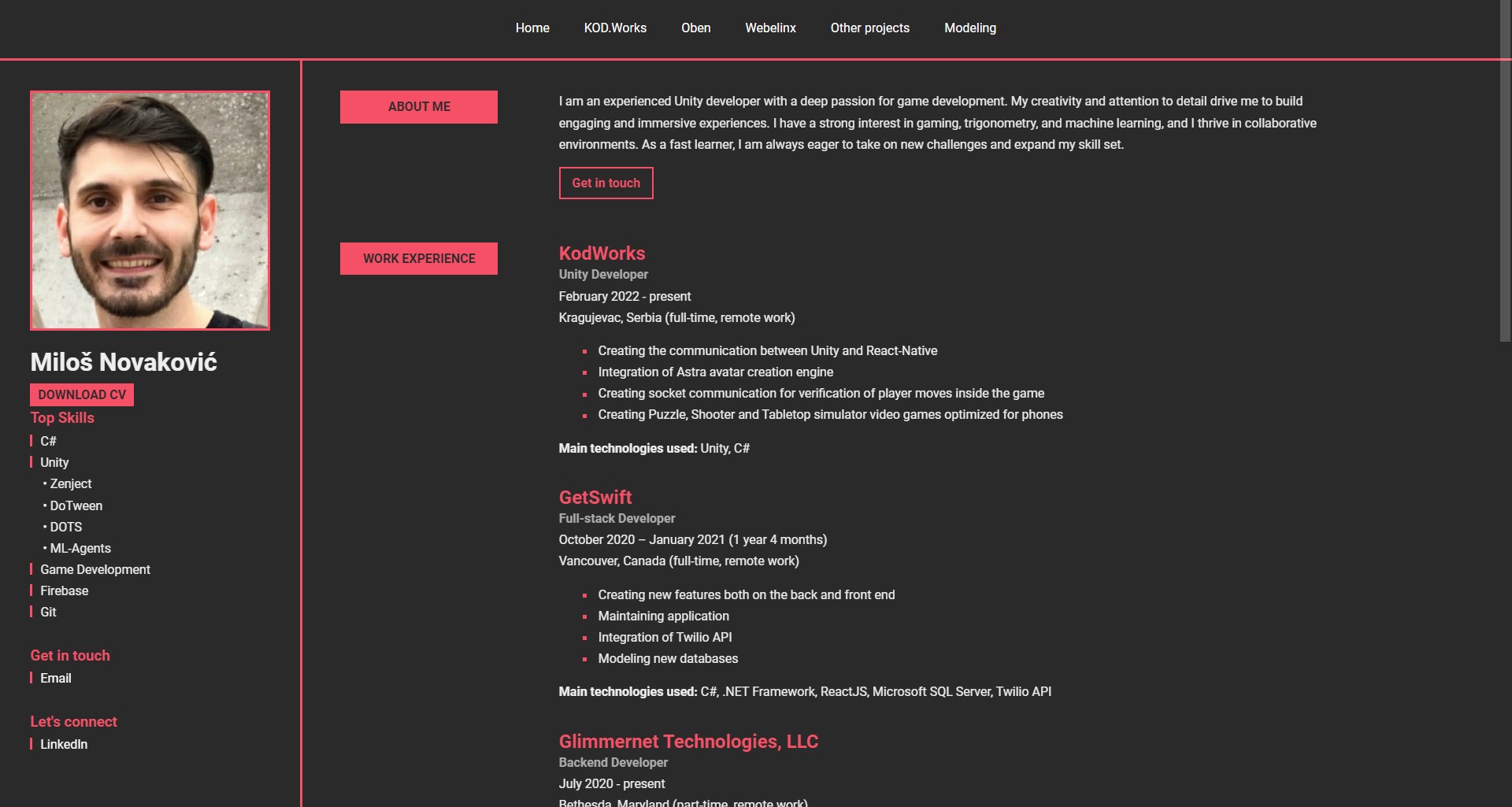 Milos Novakovic Portfolio